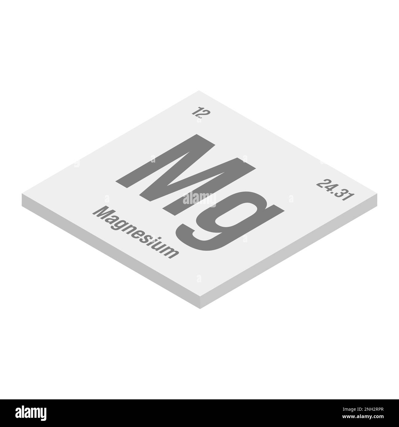 Magnesium, Mg, gray 3D isometric illustration of periodic table element ...
