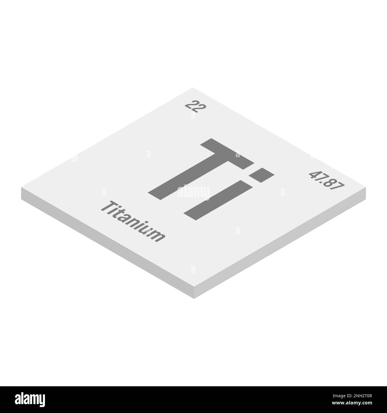 Titanium, Ti, gray 3D isometric illustration of periodic table element ...