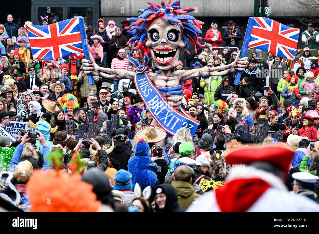 Duesseldorf, Germany. 20th Feb, 2023. A float with the inscription ...