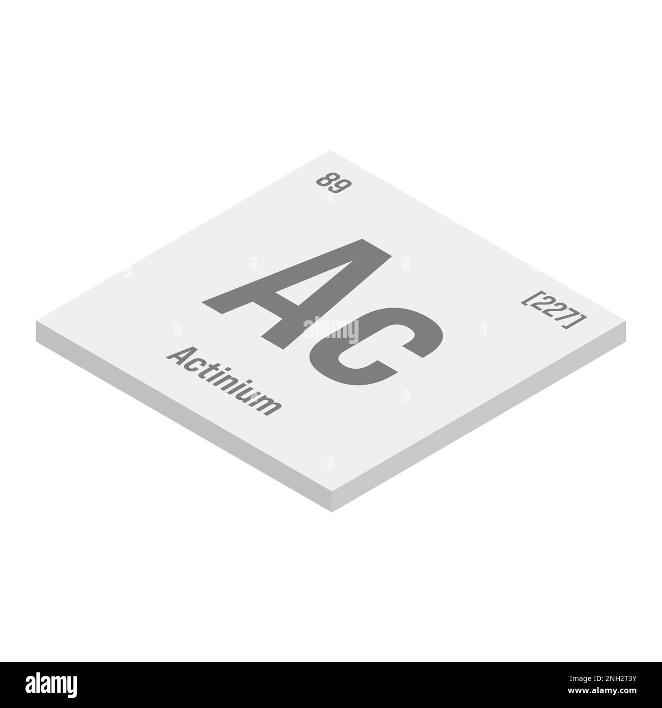 Actinium, Ac, gray 3D isometric illustration of periodic table element ...