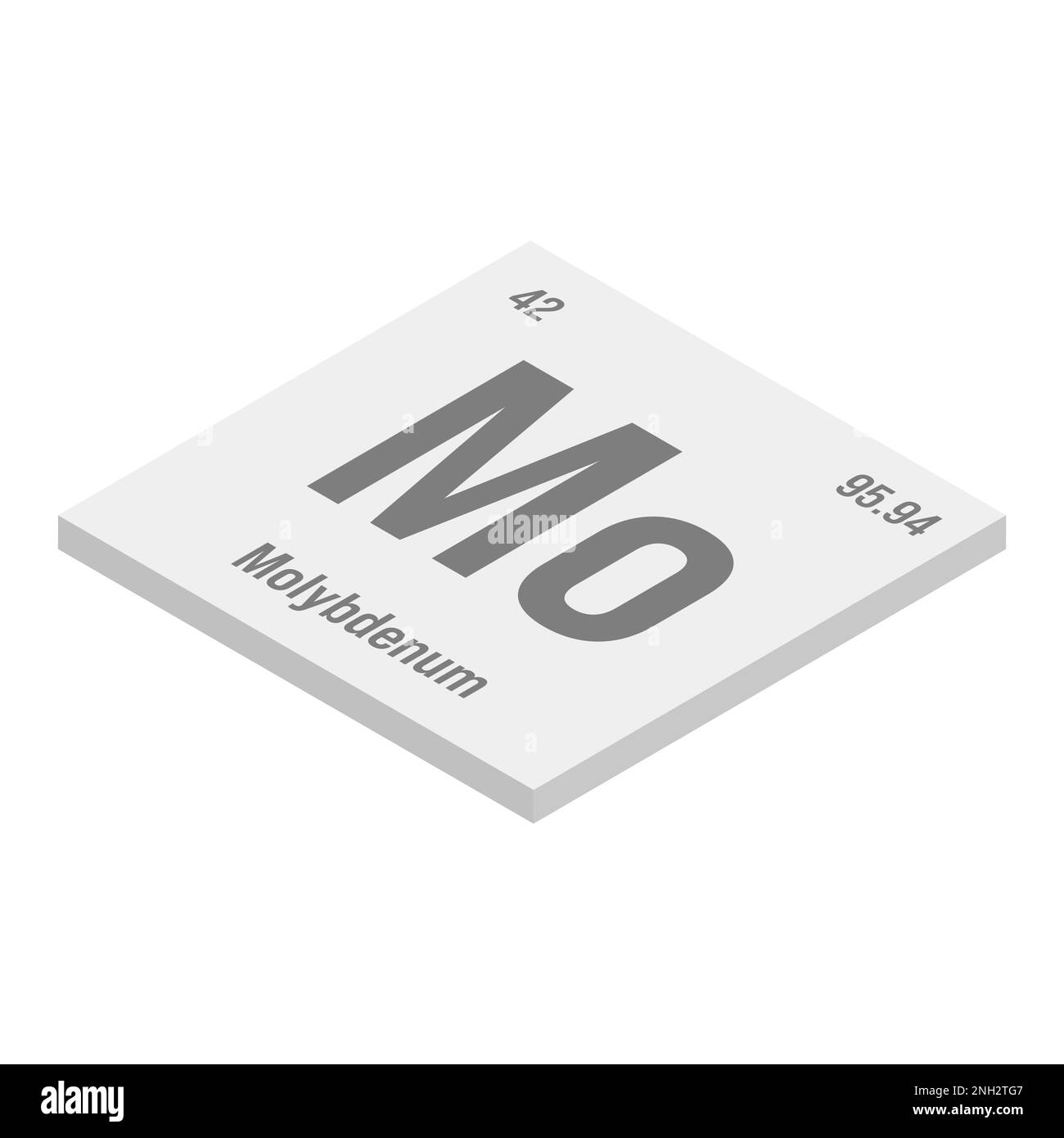 Molybdenum, Mo, gray 3D isometric illustration of periodic table ...