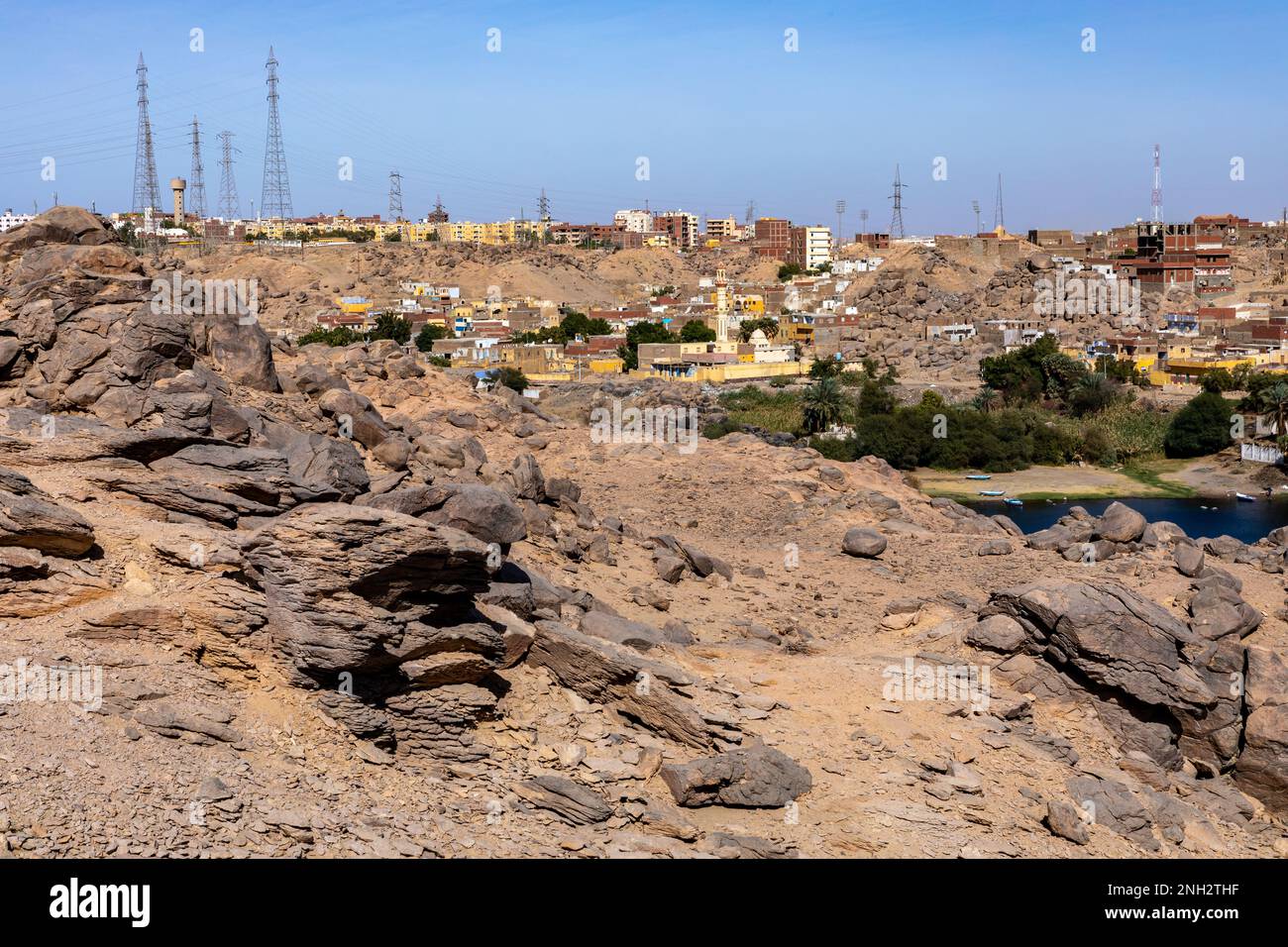 Aswan City view from Sahil Island. Traditional Nubian Architecture ...