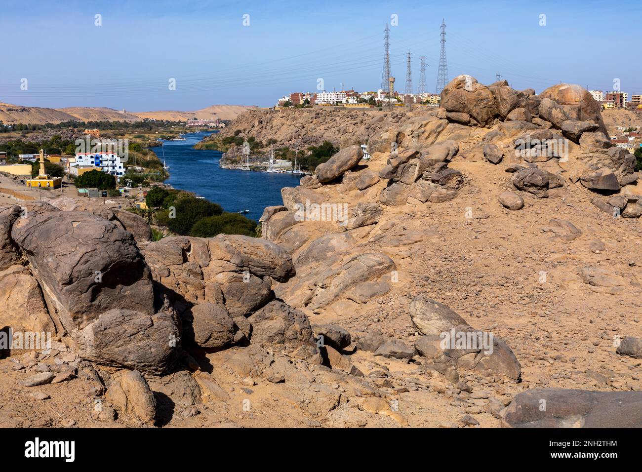 Aswan City view from Sahil Island. Traditional Nubian Architecture ...