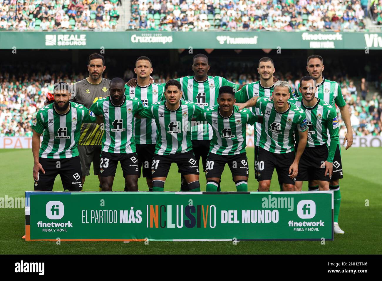 Starting XI of Real Betis pose for a group photo during the 22nd round ...