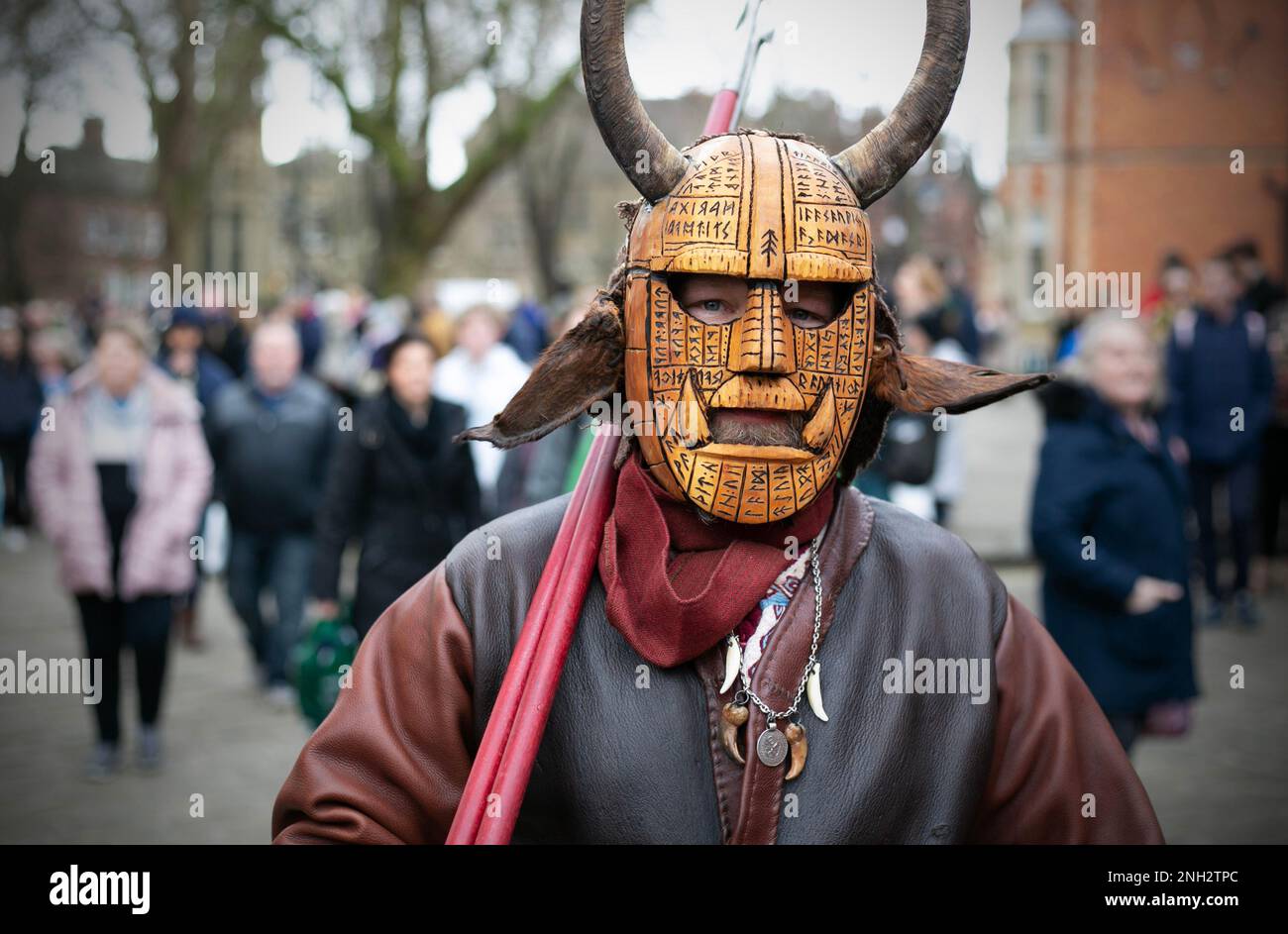 Hundreds of Viking warriors march through the city of York in North ...