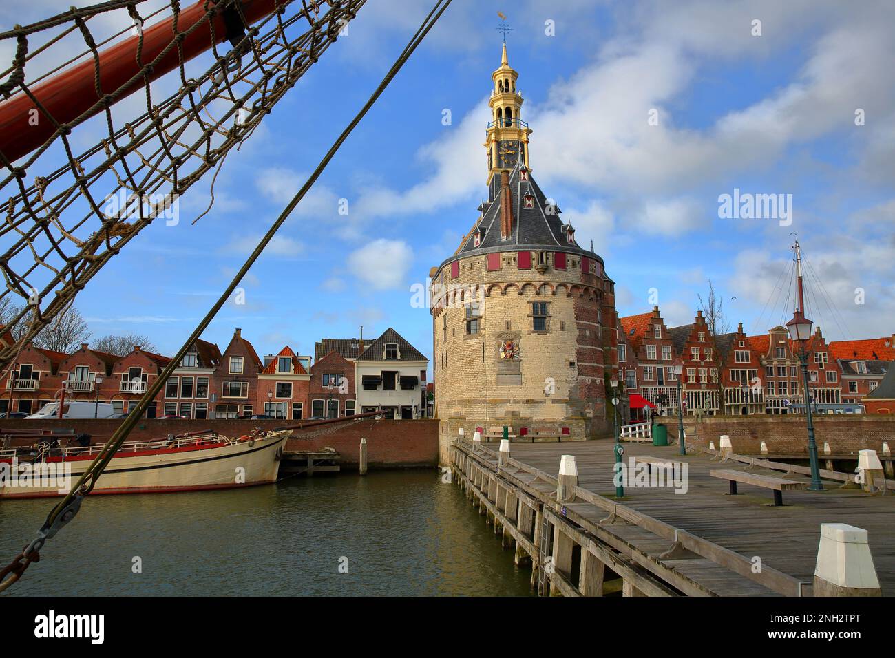 The harbor (Binnenhaven) of Hoorn, West Friesland, Netherlands, with ...