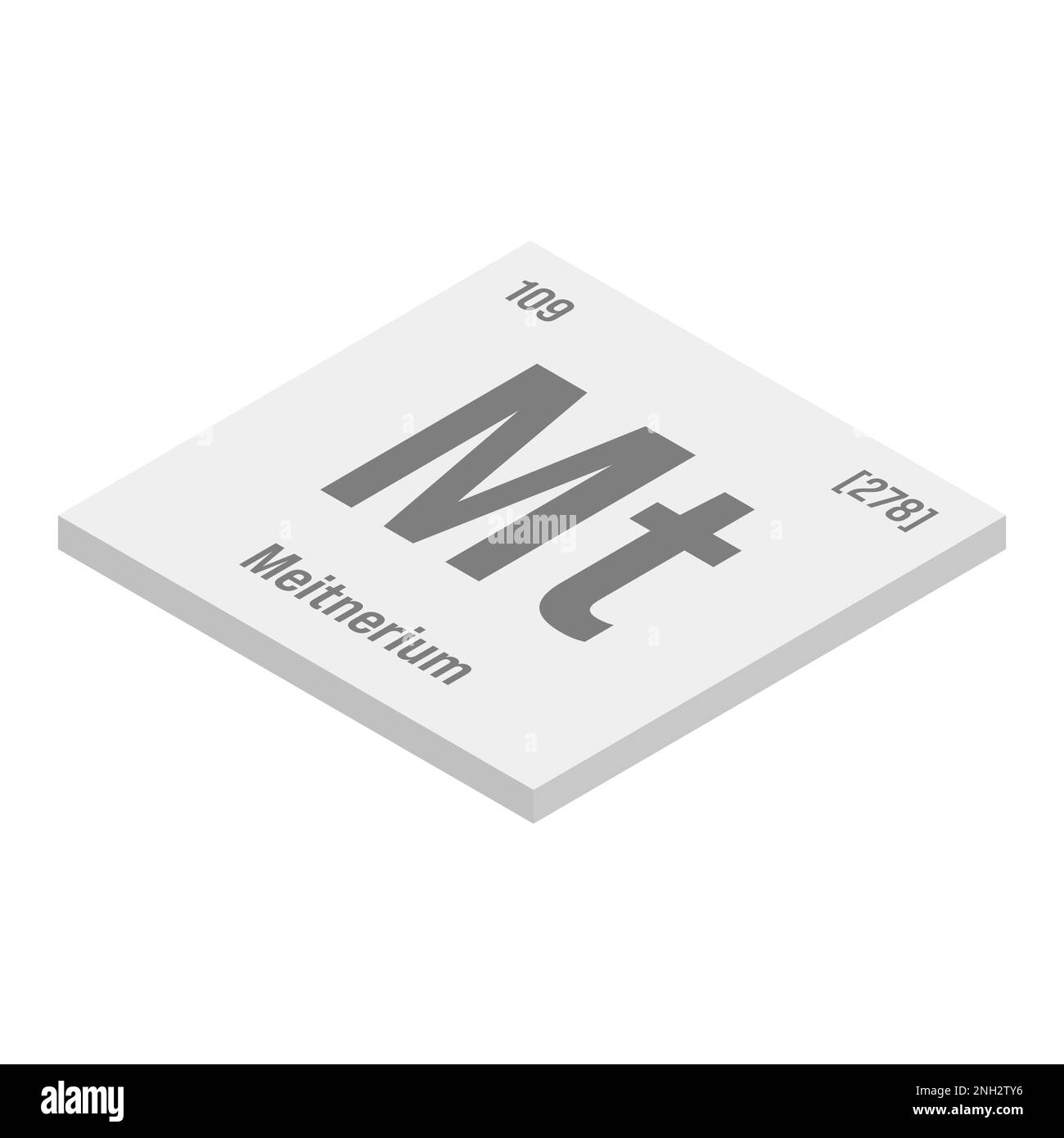 Meitnerium, Mt, gray 3D isometric illustration of periodic table ...