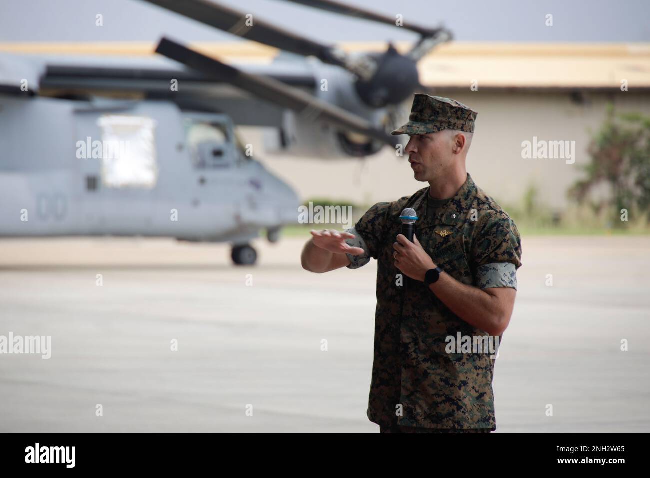 U.S. Marine Corps Lt. Col. Brandon Pope, oncoming commanding officer ...