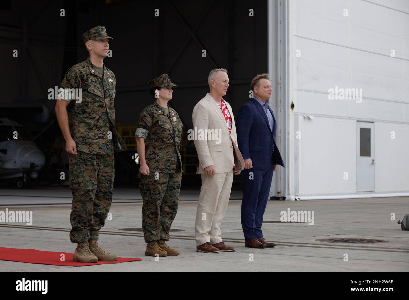 A change of command ceremony is held for Marine Medium Tiltrotor ...