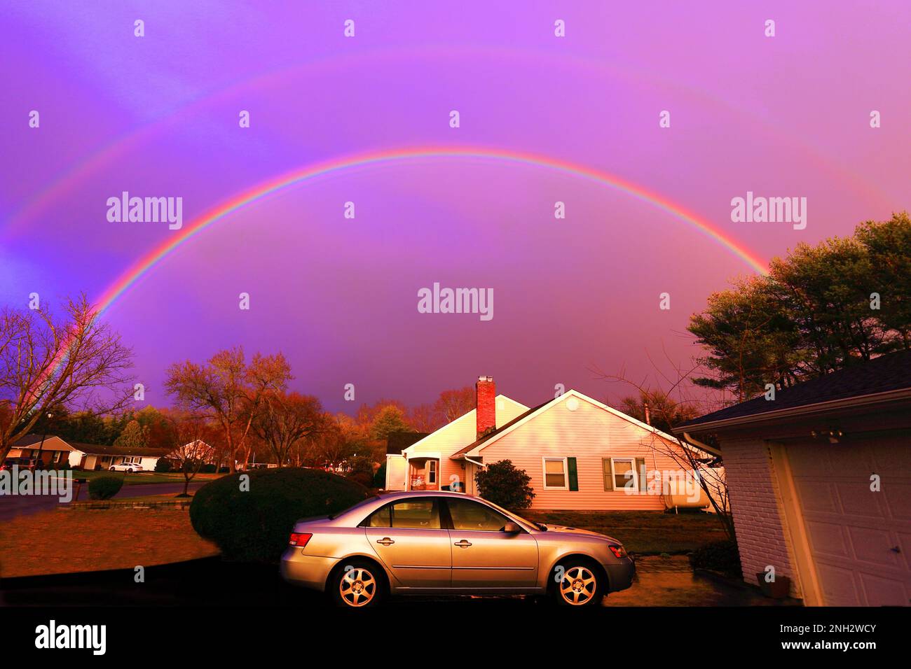 Rainbow over Stony Brook Long Island New York Stock Photo - Alamy