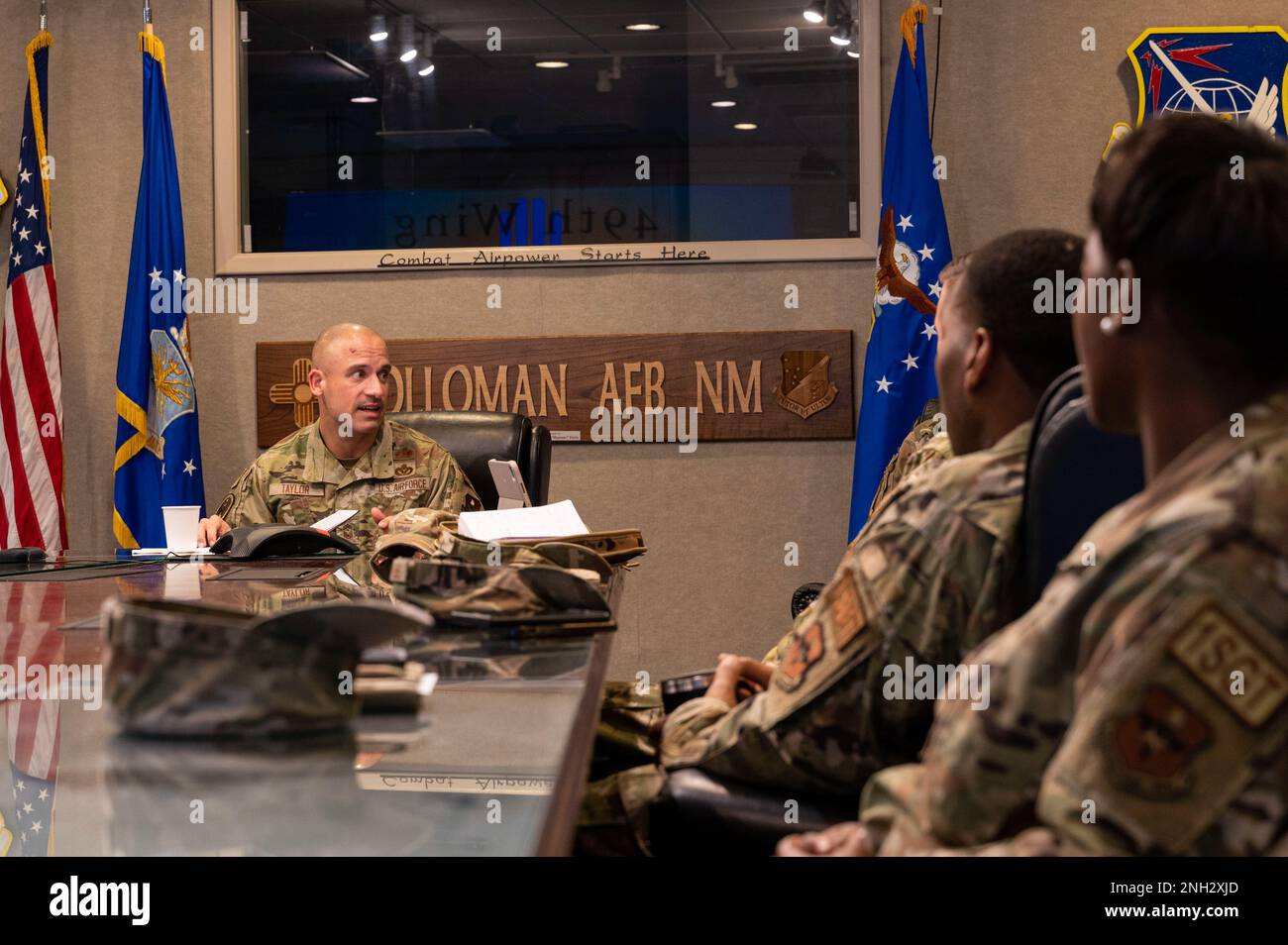 U.S. Air Force Chief Master Sgt. Ryan Taylor, Air Education and Training Command first sergeant ...