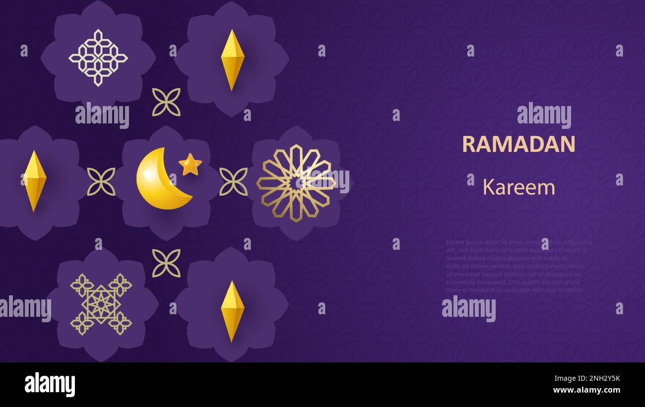 Ramadan Kareem poster. Islamic postcard, banner template. A modern ...