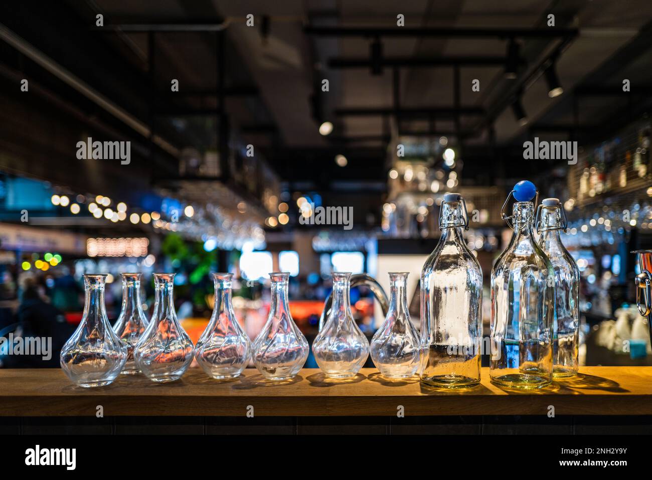 Bottles of water in an indoor restaurant Stock Photo - Alamy