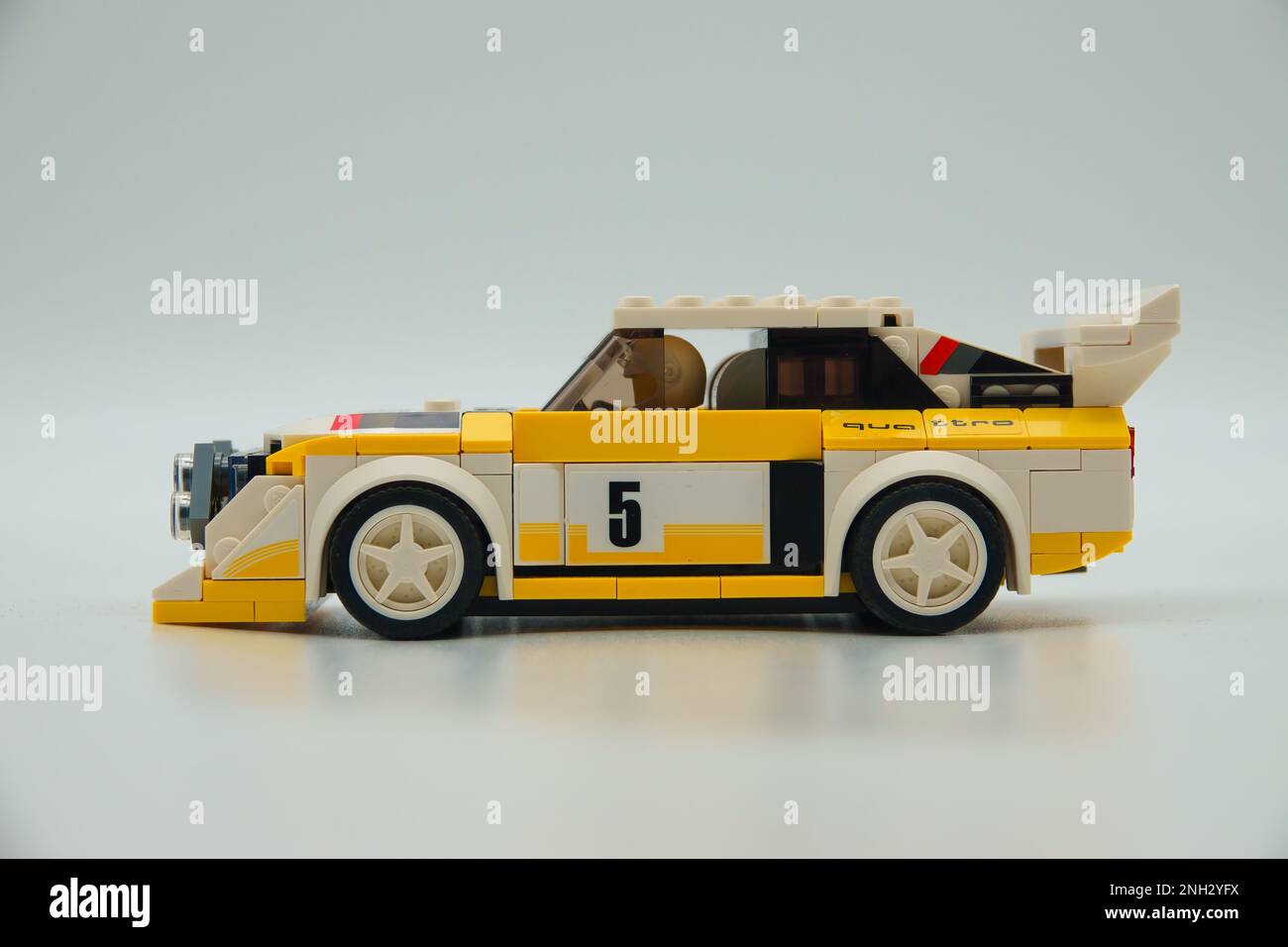 Little Lego car sideview on a white background Stock Photo - Alamy