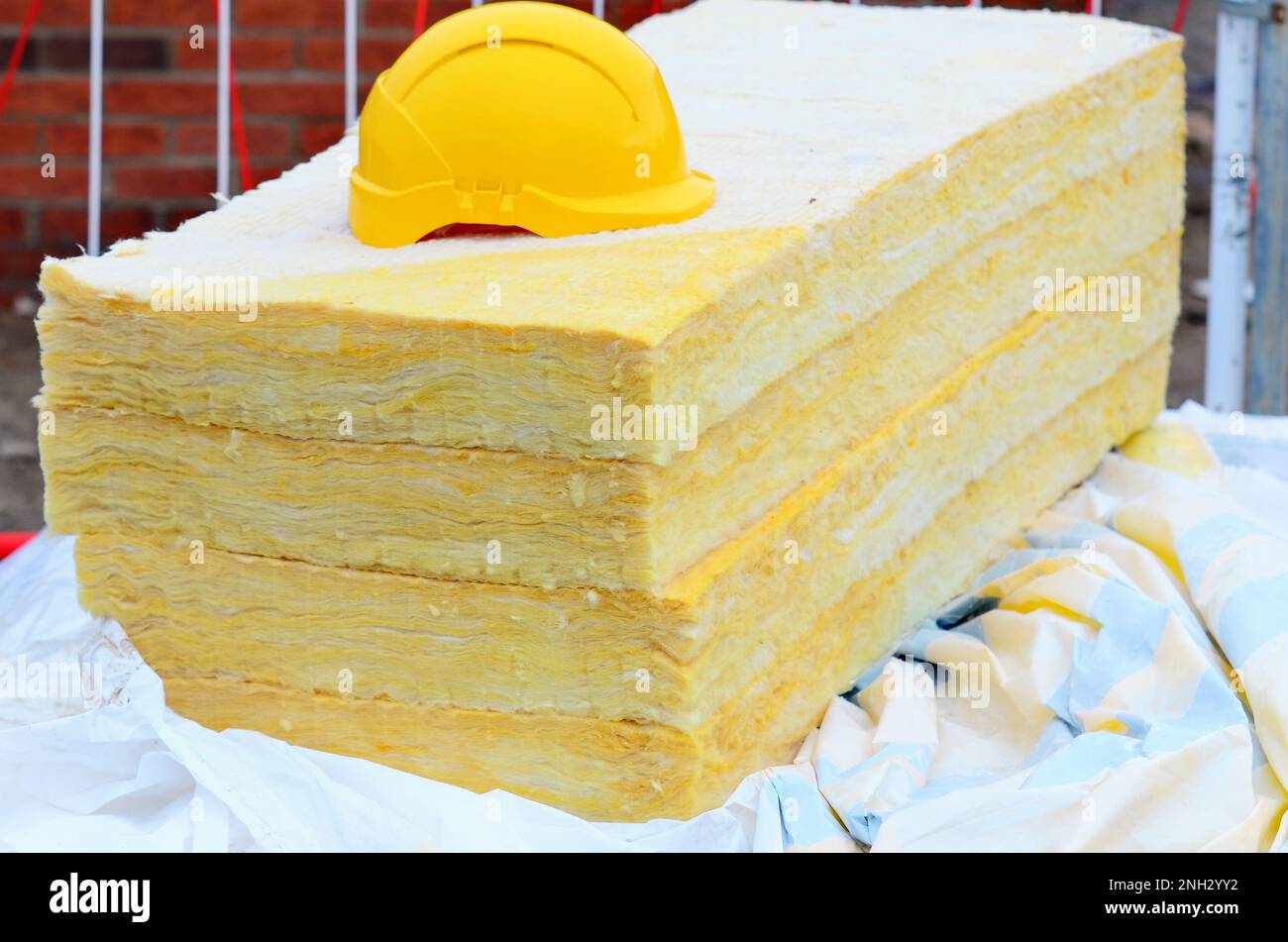 Close-up of the rockwool delivered on construction site for insulation ...