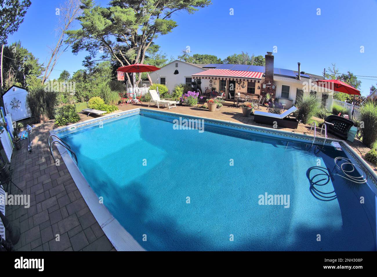Suburban backyard Long Island New York Stock Photo - Alamy