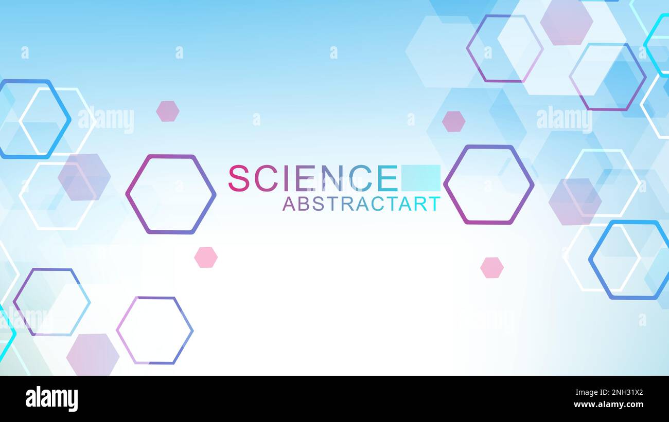 Modern scientific background with hexagons, lines and dots. Wave flow ...