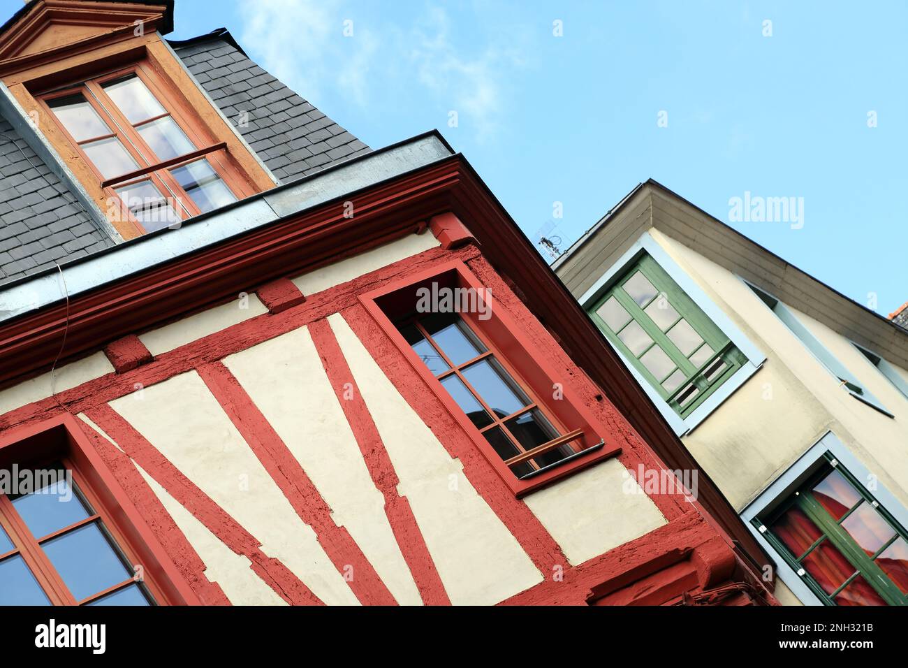 Red and cream building in Place Valencia, Vannes, Golfe du Morbihan ...
