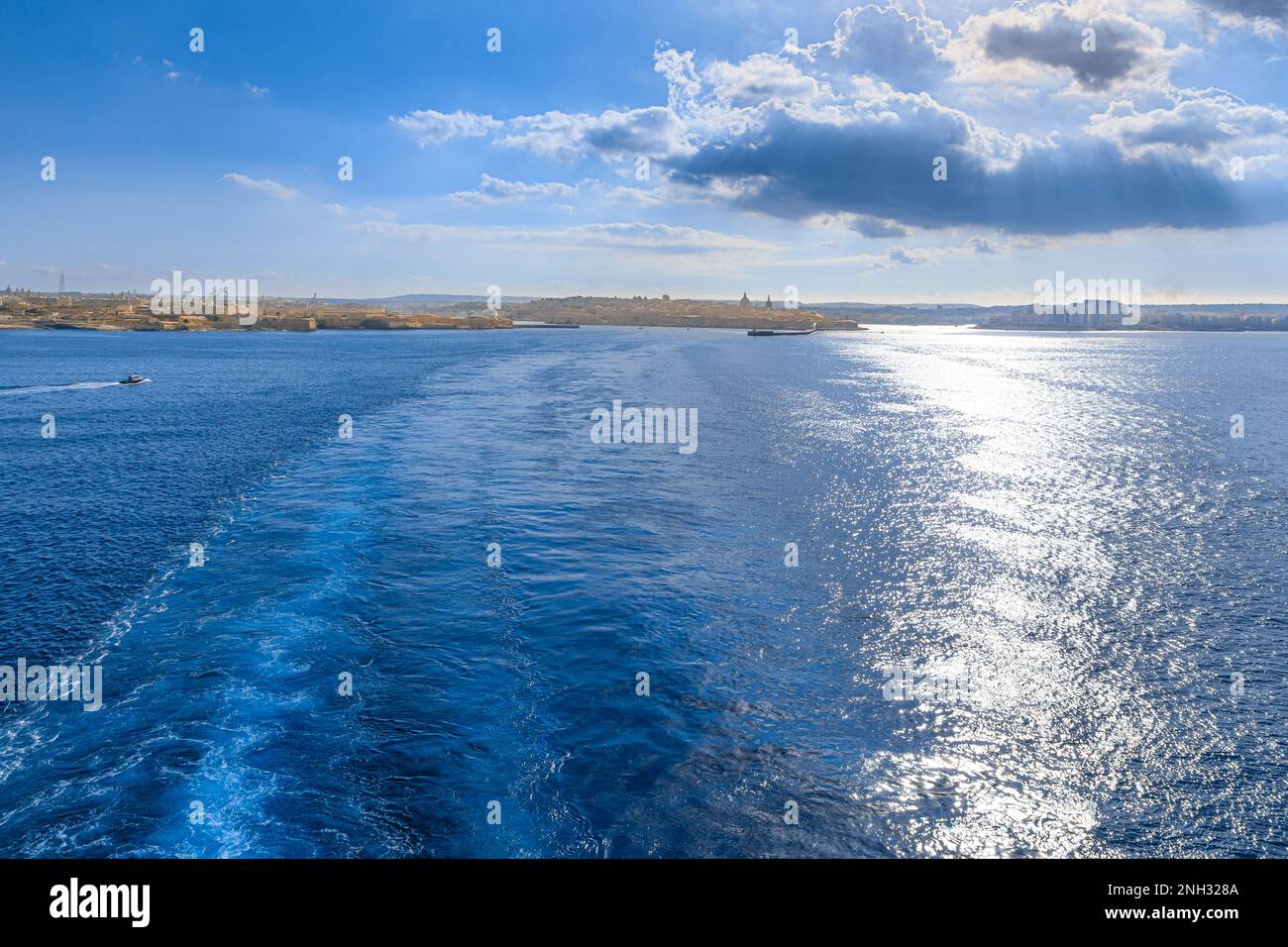 Skyline of Valletta, capital of Malta, from entrance of Grand Harbor ...