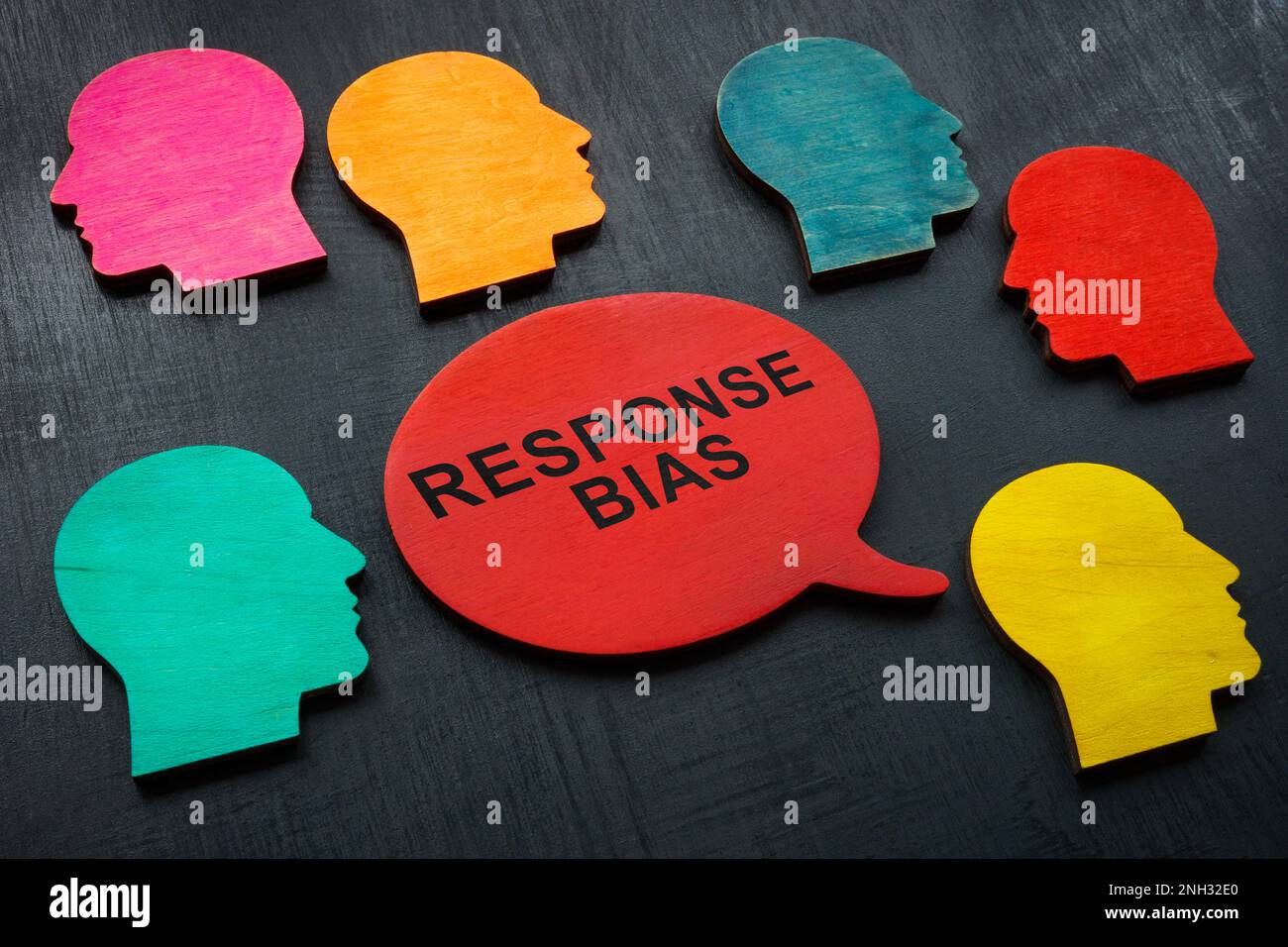Colorful heads and speech bubble with words response bias Stock Photo ...