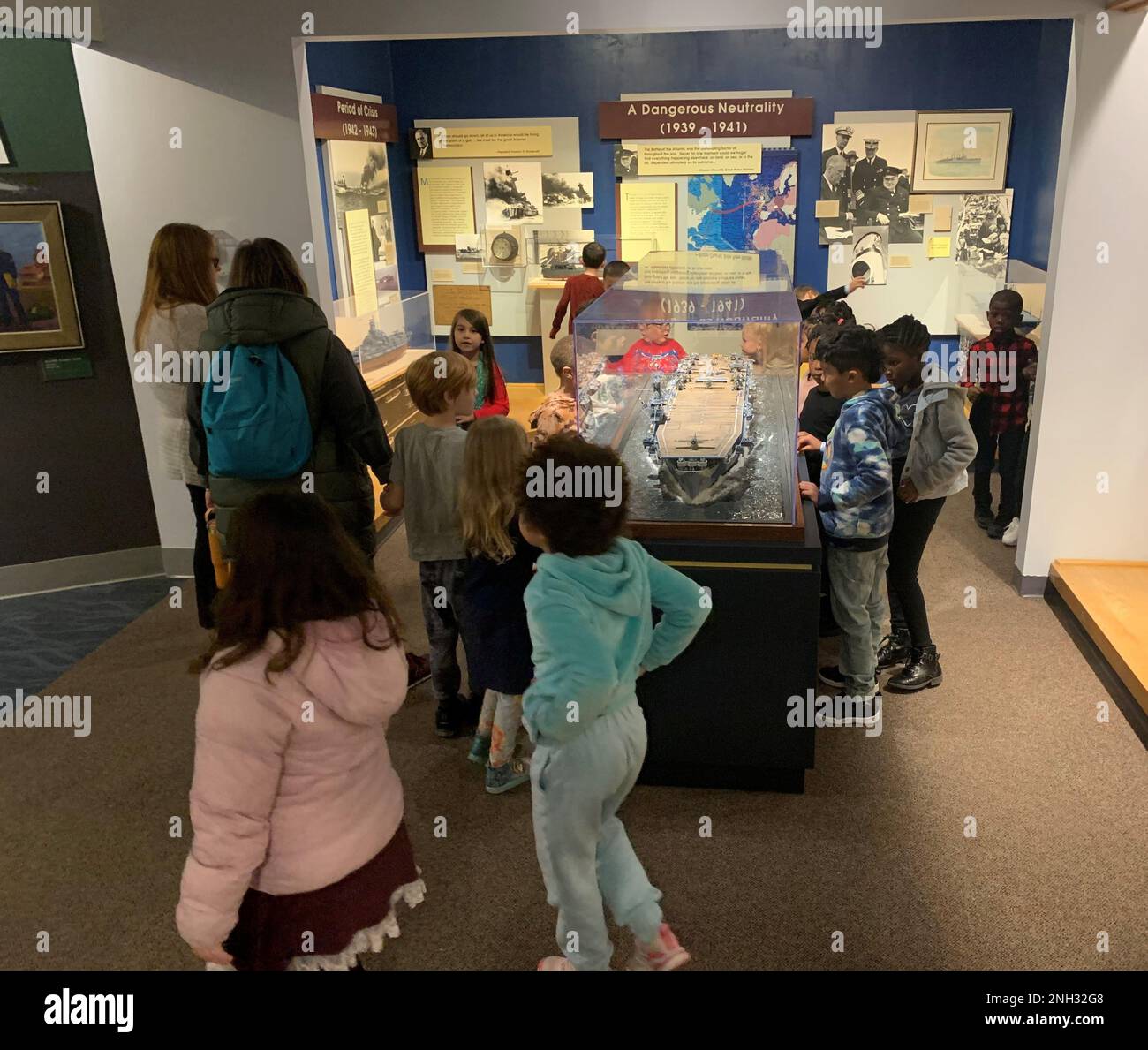 Students and teachers from Ocean View Elementary School progress through the gallery of the ...
