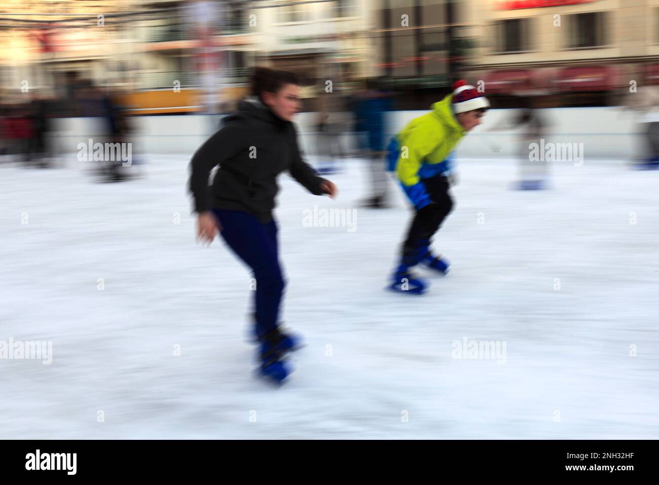 The ice skating rink at the Christmas markets in Cologne City, North ...