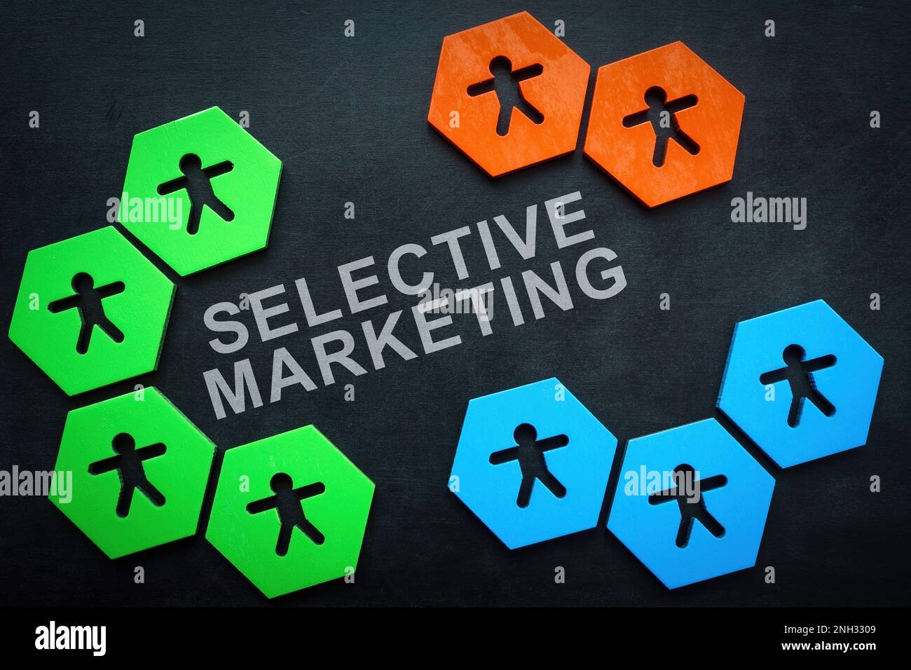 Selective marketing sign and plates with figures Stock Photo - Alamy