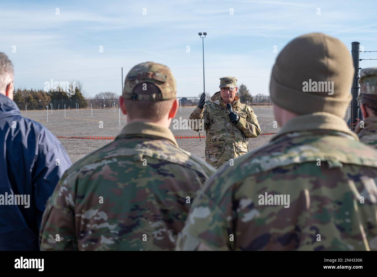 Colonel Nate Vogel, 22nd Air Refueling Wing commander, provides the ...