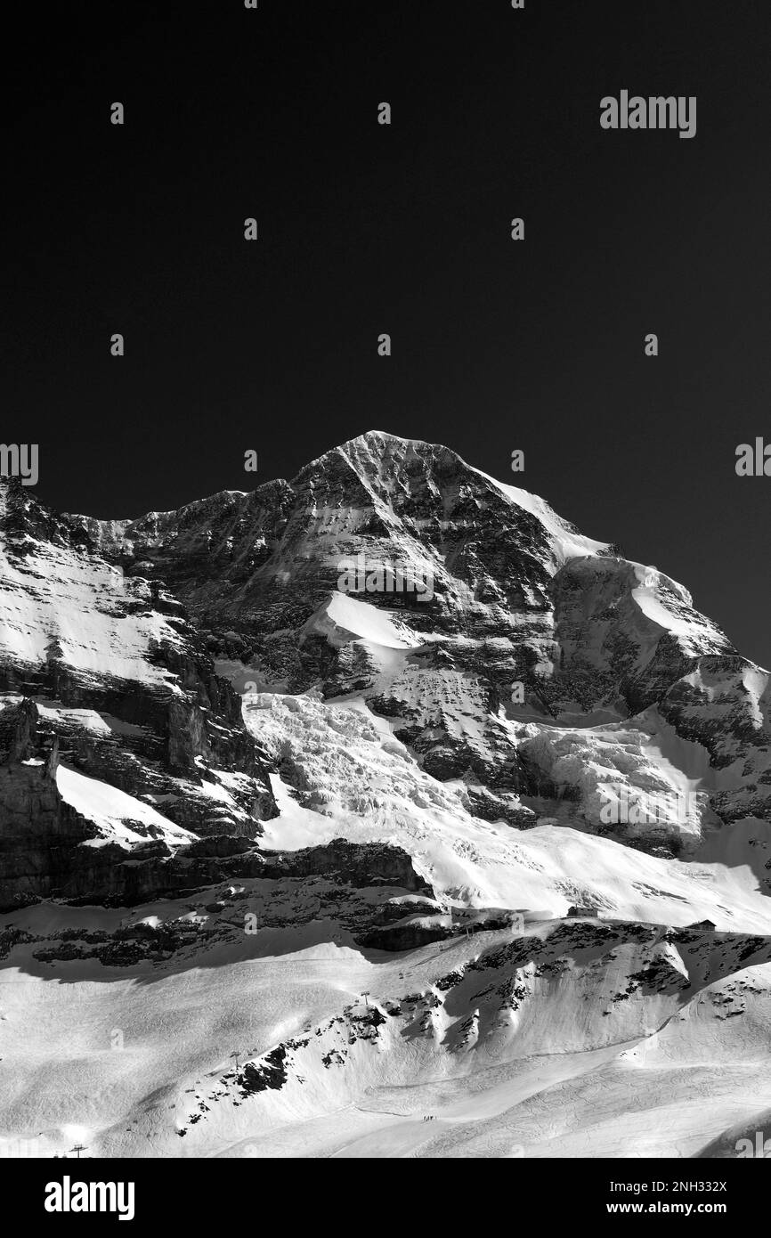 Monch mountain, Grindelwald Ski resort; Swiss Alps, Jungfrau - Aletsch ...