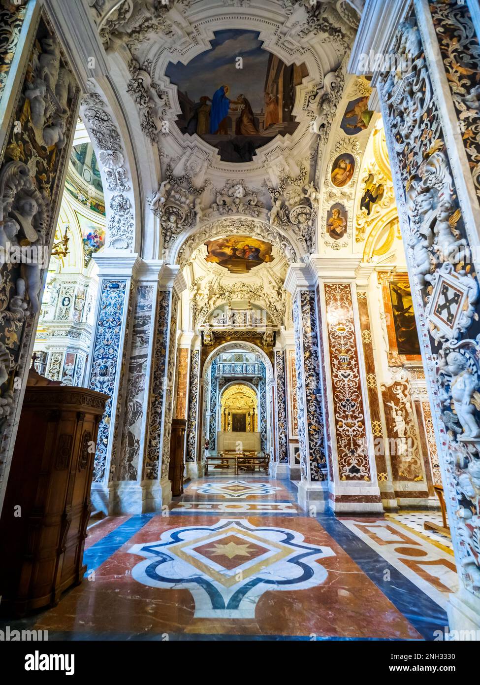 Lateral nave in the baroque style church of Jesus (chiesa del Gesu' ) called also Casa Professa ...