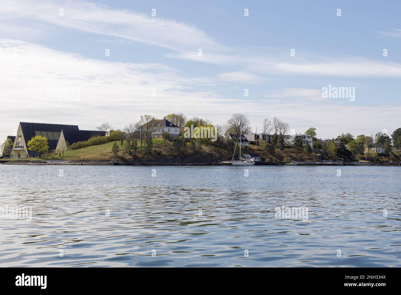 Oslo, Norway. Aprill 30, 2022: Waterfront part of the city of Osl. o ...