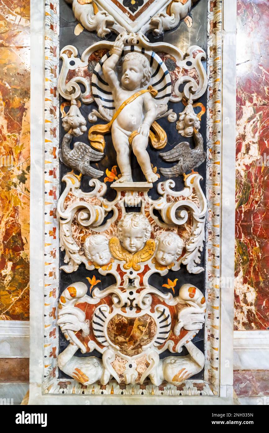 Marble inlays in the baroque style church of Jesus (chiesa del Gesu ...