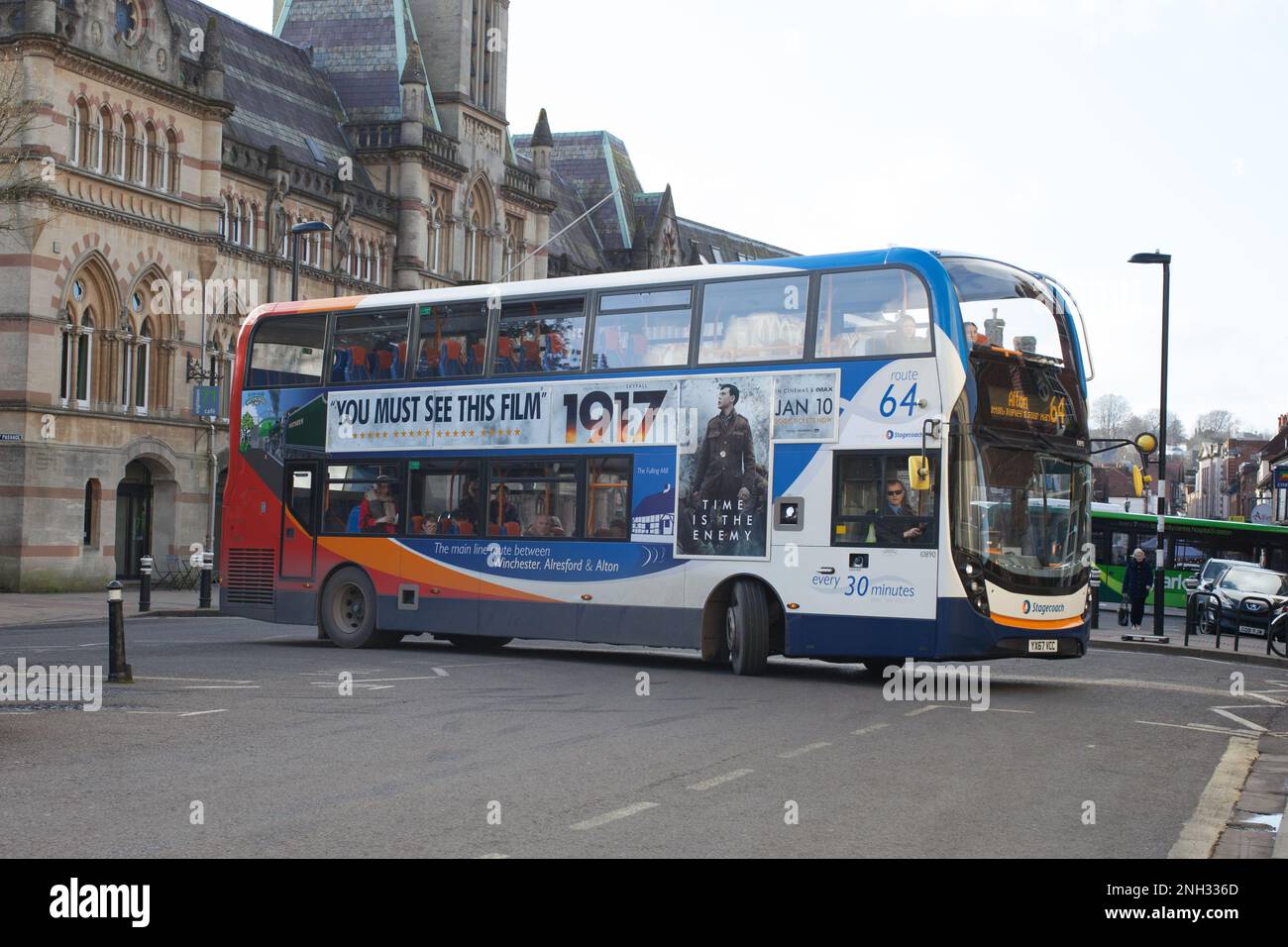 A bus turns in the round in Winchester with a movie promotion on its ...