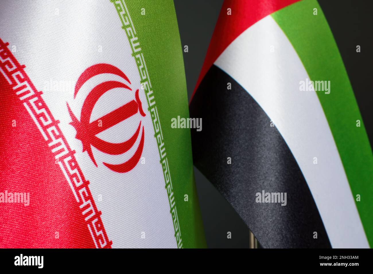 Close-ups of the flags of Iran and the United Arab Emirates UAE Stock ...
