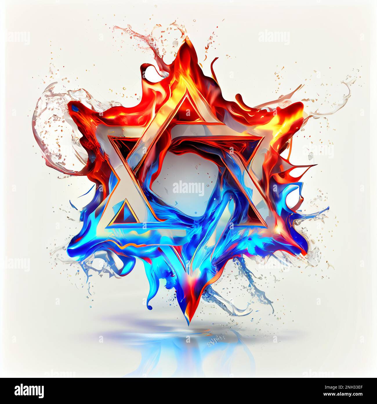 Davi Star made with water and fire and white background Stock Photo - Alamy