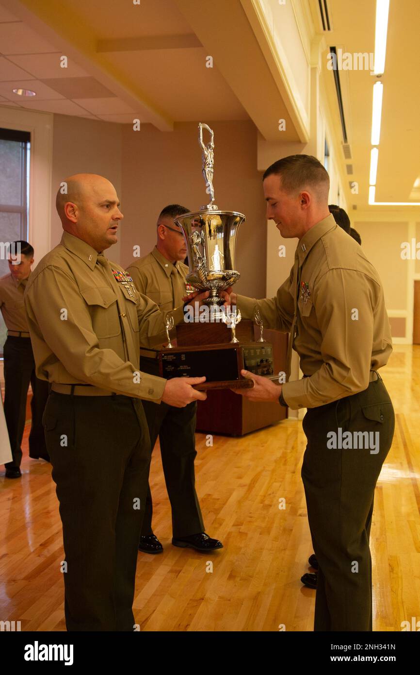 U.S. Marine Corps Chief Warrant Officer 5 Ronald C. Hathaway, left, a ...