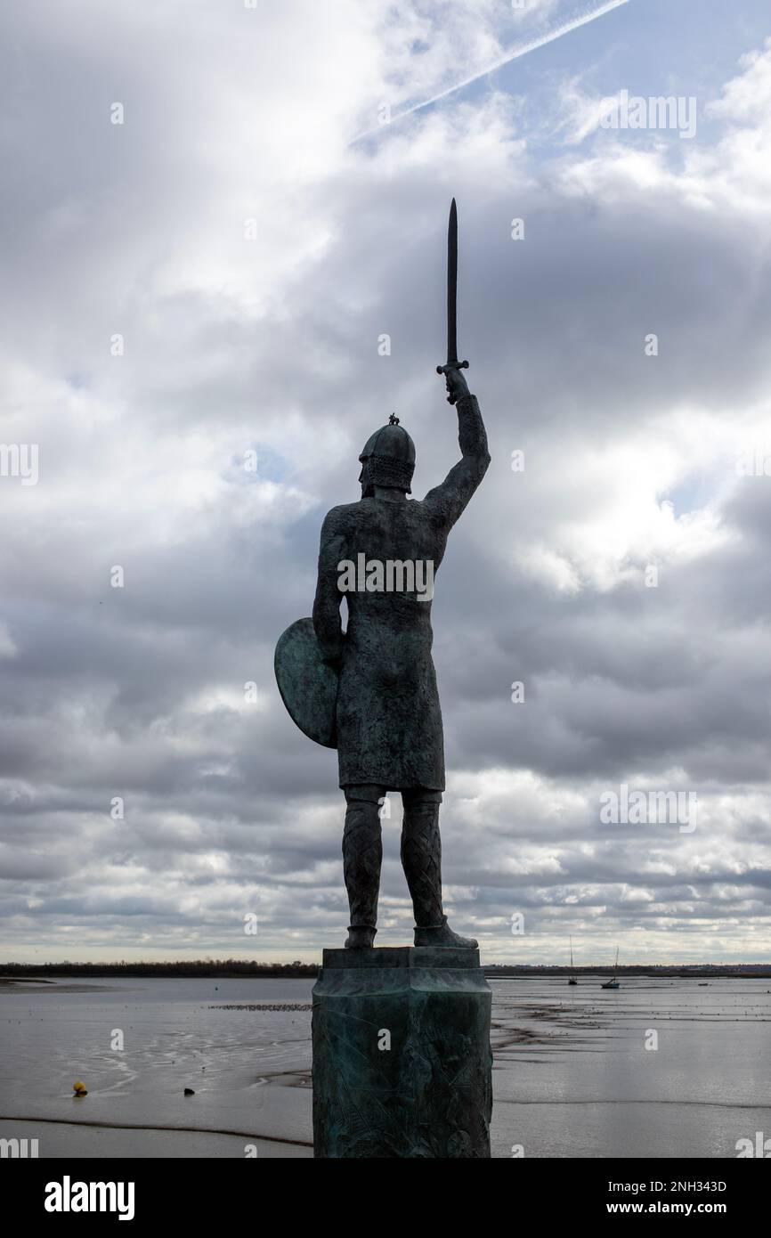 Back view of the statue of Byrhtnoth (by John Doubleday), looking out ...