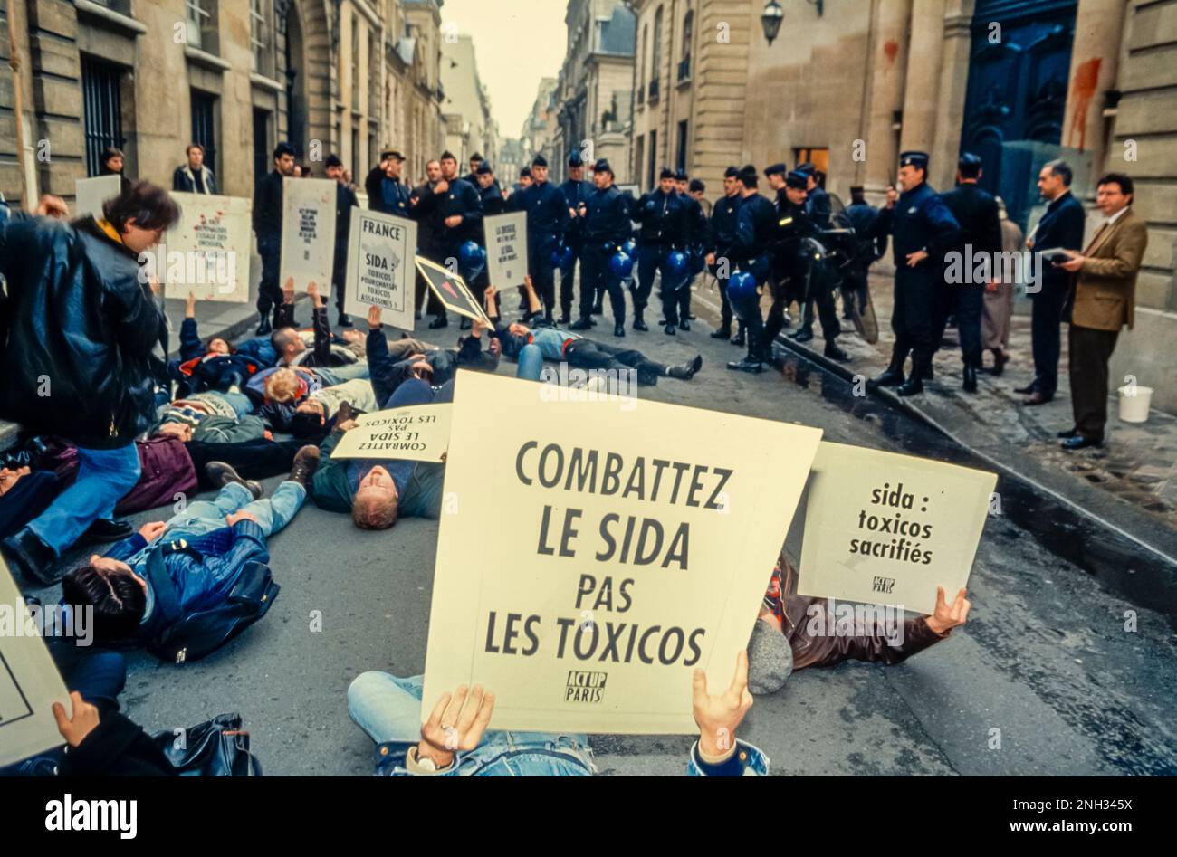 Paris, France, Group AIDS Activists, Being Arrested, Act Up Paris ...