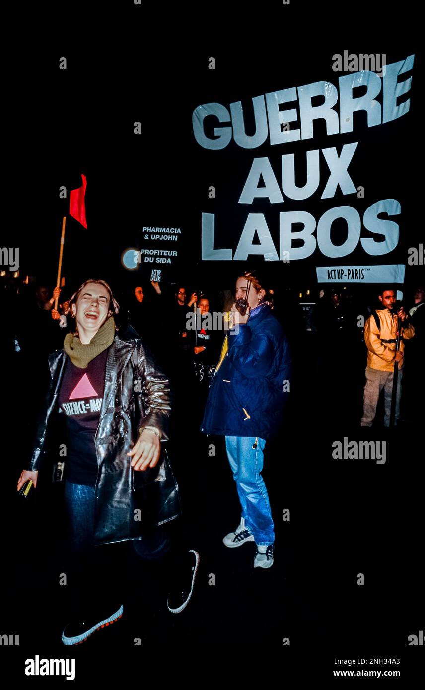 Paris, France, Act Up Paris NGO Marching World AIDS Day, Dec. 1, Anti ...