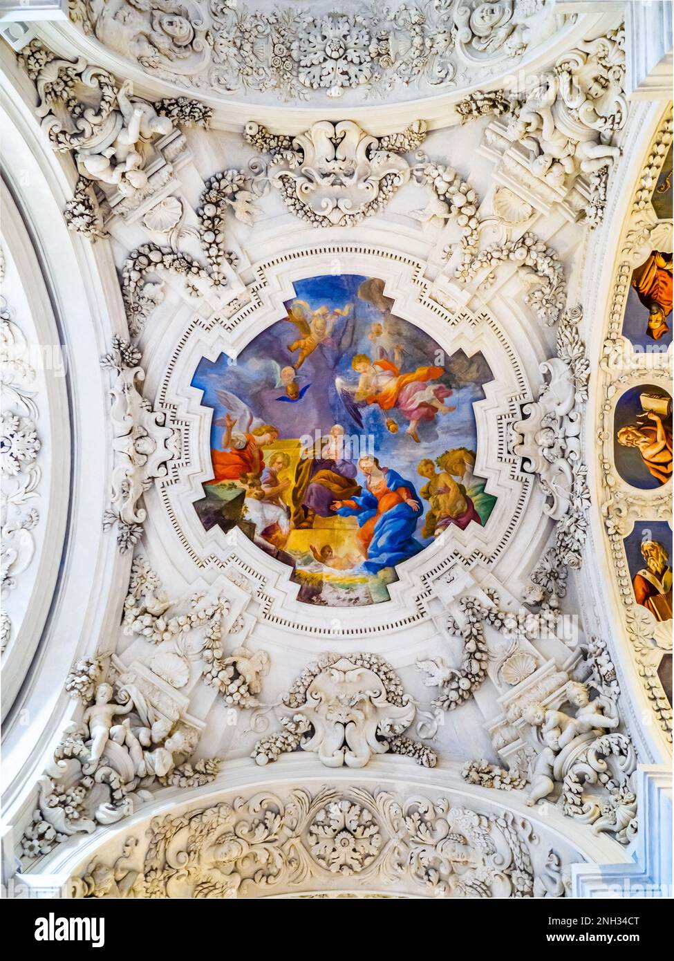 Decorated ceilings in the baroque style church of Jesus (chiesa del ...