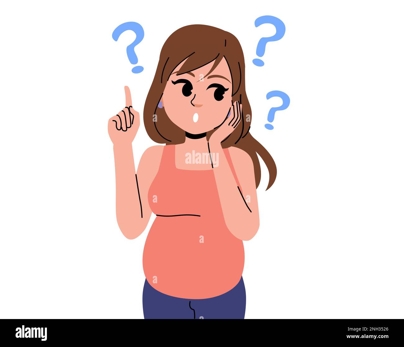 Flat vector illustration of young woman pregnant having a lot of ...