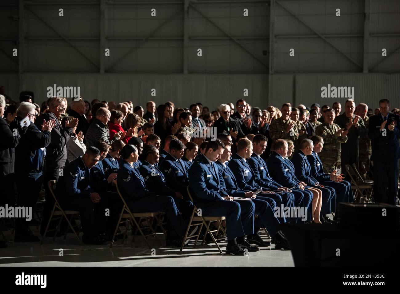 Distinguished Flying Cross recipients receive a standing ovation from the audience during a ...
