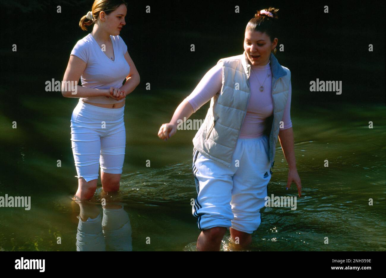 Teenage Girls Paddling in Pond at Richmond London England Stock Photo ...