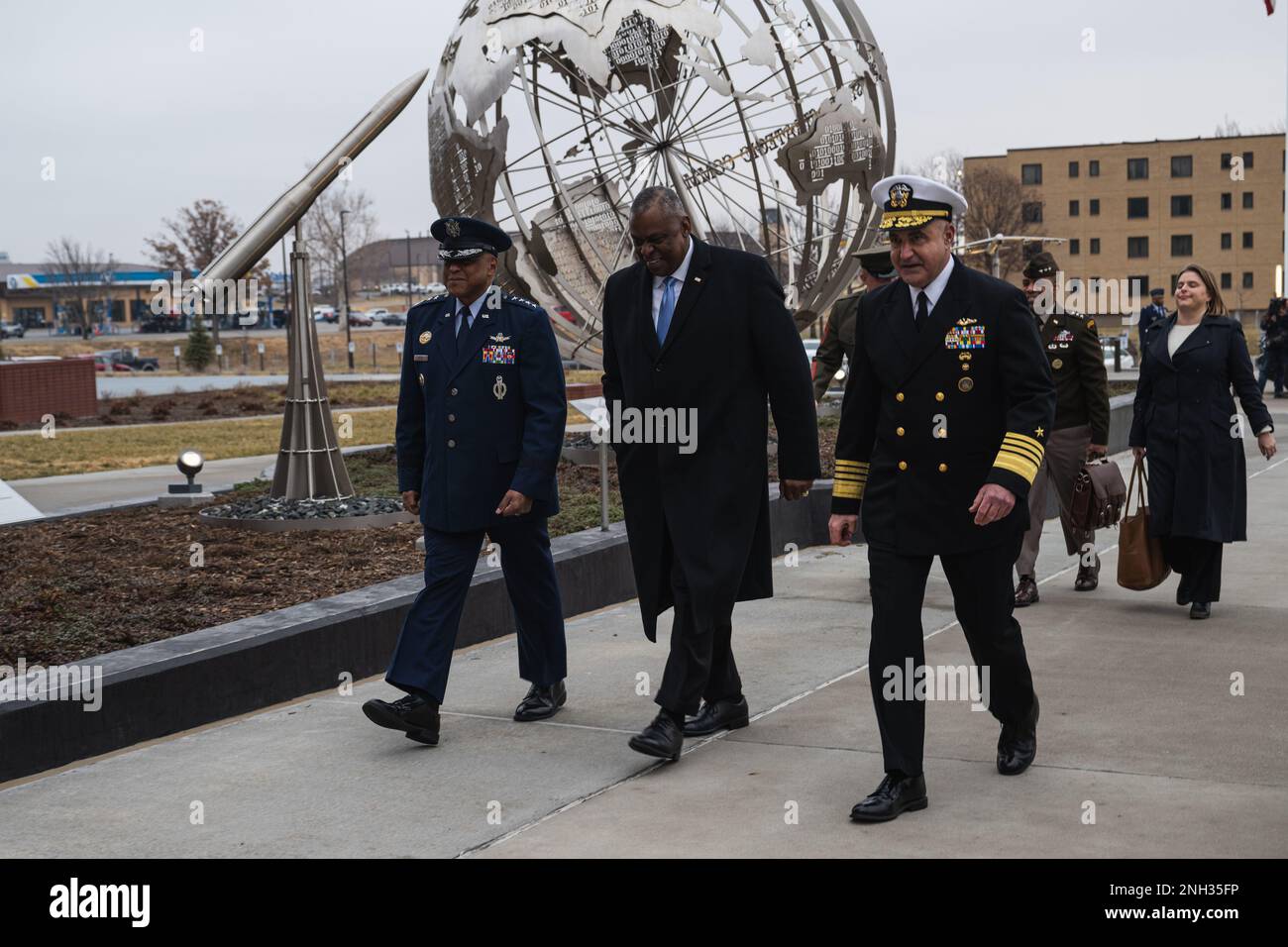Secretary of Defense Lloyd J. Austin III walks with U.S. Strategic ...
