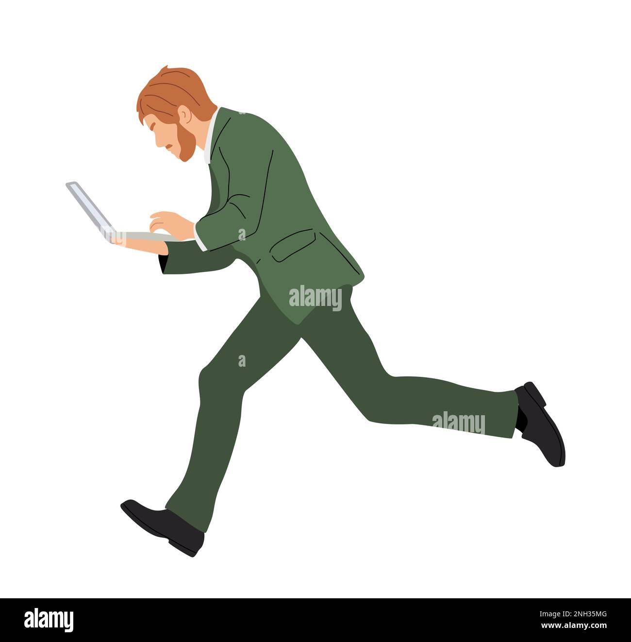 Business man running with laptop vector isolated Stock Vector Image ...
