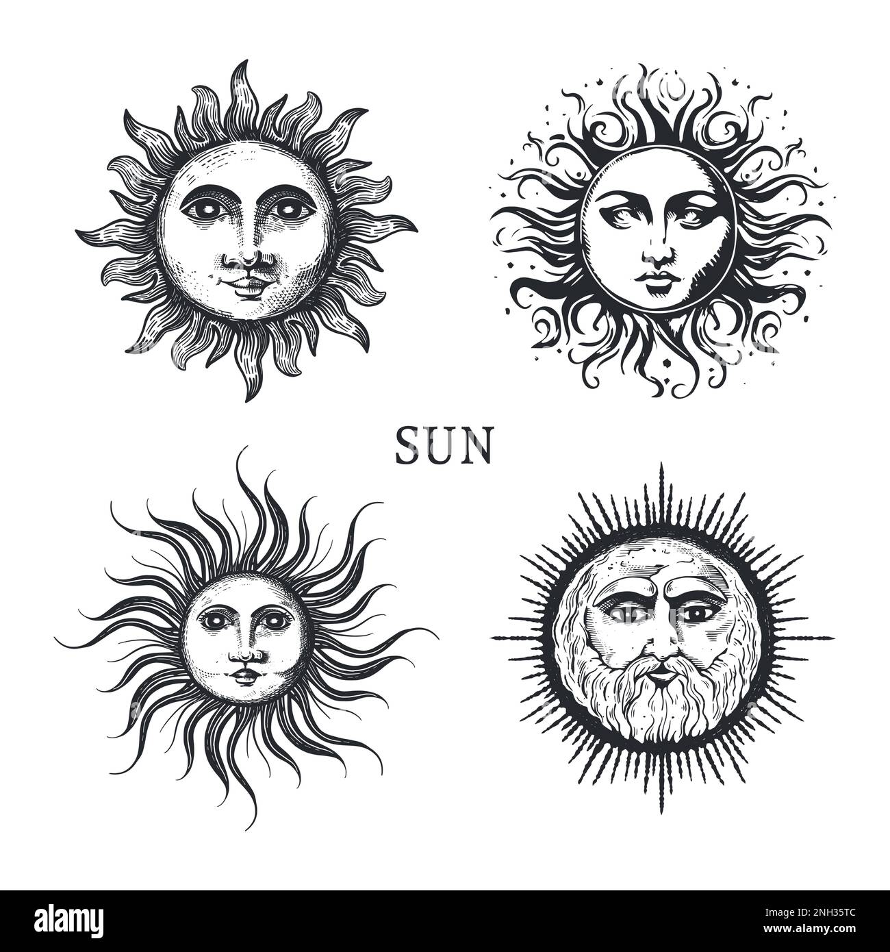 Engraved sun Cut Out Stock Images & Pictures - Alamy