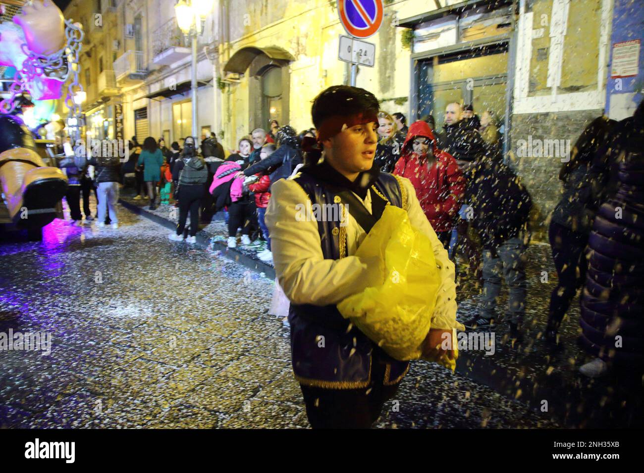 Pagani, Italy. 19th Feb, 2023. Carnival floats made of paper-mâché ...
