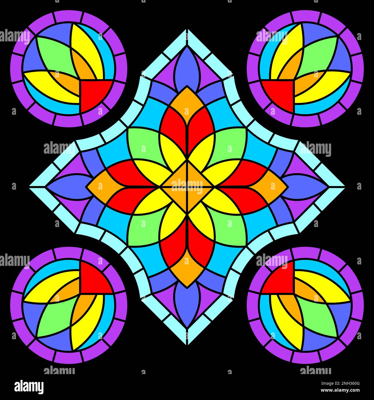 Stained-glass window in gothic style. Medieval mosaic tile texture ...