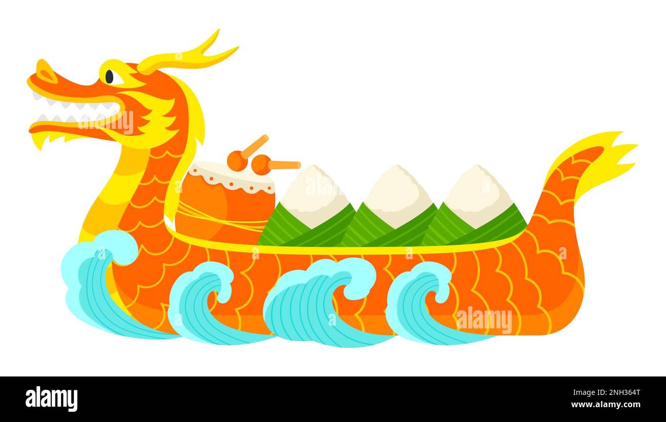 Wrapped rice dumplings in boat. Duanwu holiday. Chinese Dragon Boat ...