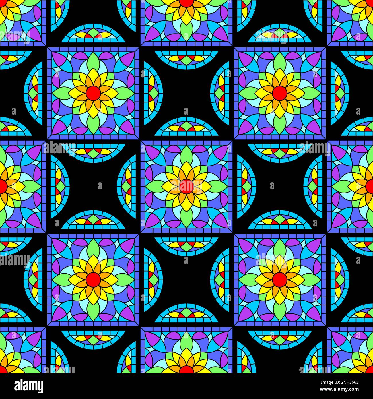 Seamless pattern with stained-glass window in gothic style. Medieval ...